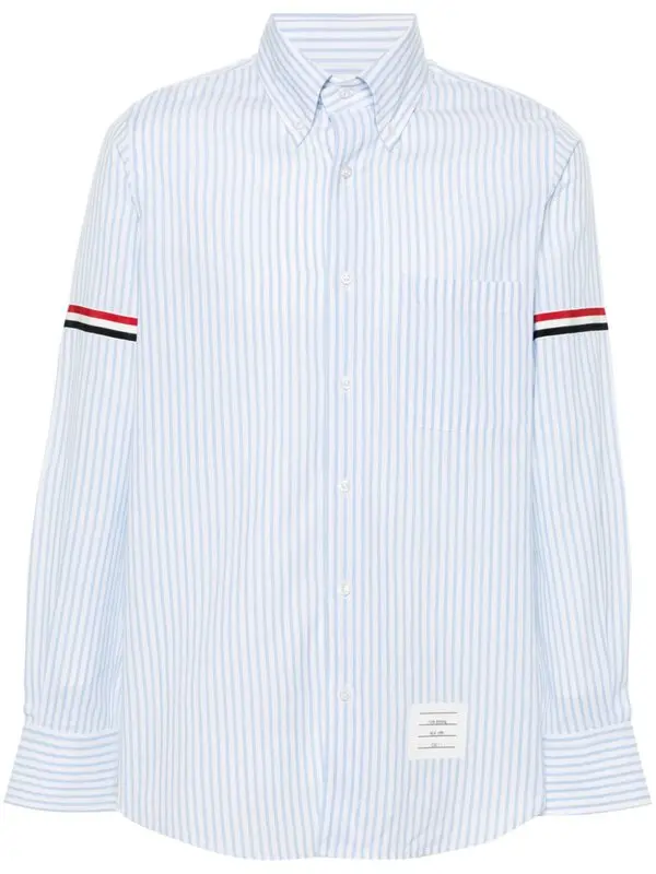 Thom Browne Stripped Cotton Shirt - Blue