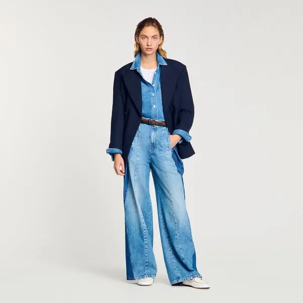 Sandro Wide-leg Paneled Jeans