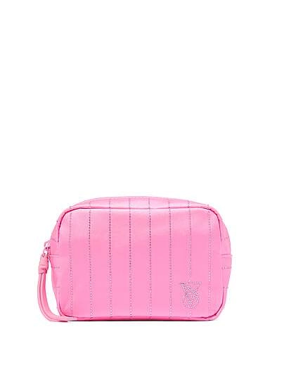 Victoria's Secret Woven Makeup Bag With Beach Motif - Pink