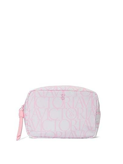 Victoria's Secret Woven Makeup Bag With Beach Motif - Print