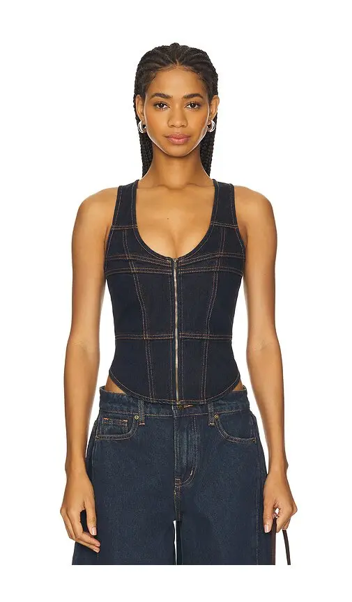 Lioness Westwood Zip-up Denim Top