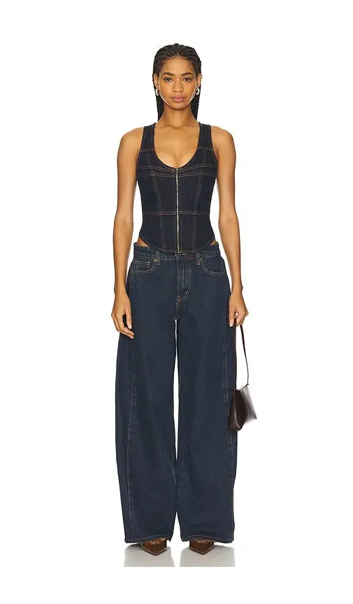 Lioness Westwood Zip-up Denim Top