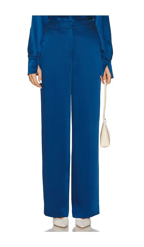 Simkhai Tavar Satin Wide Leg Pants - Blue