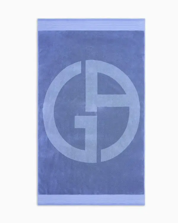 Giorgio Armani Cotton Beach Towel With Jacquard Logo - Purple
