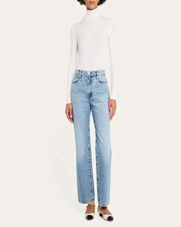 FRAME Ribbed Turtleneck Top - White