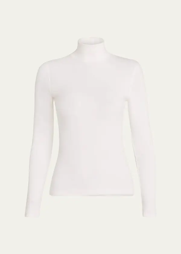 FRAME Ribbed Turtleneck Top - White