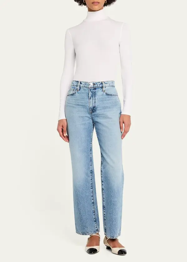 FRAME Ribbed Turtleneck Top - White