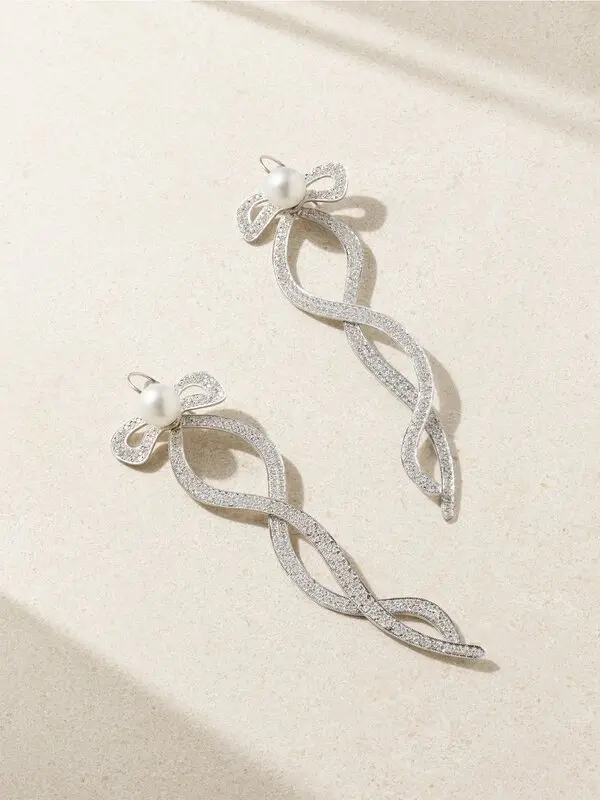 Irene Neuwirth Bow Pearl And Diamond Earrings - Gold