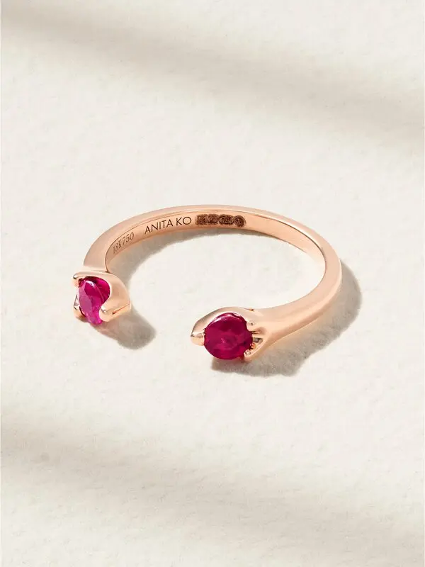 ANITA KO 18-karat Rose Ring With Ruby - Gold