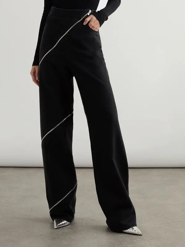 Alaïa Zip-embellished Wide-leg Jeans - Black