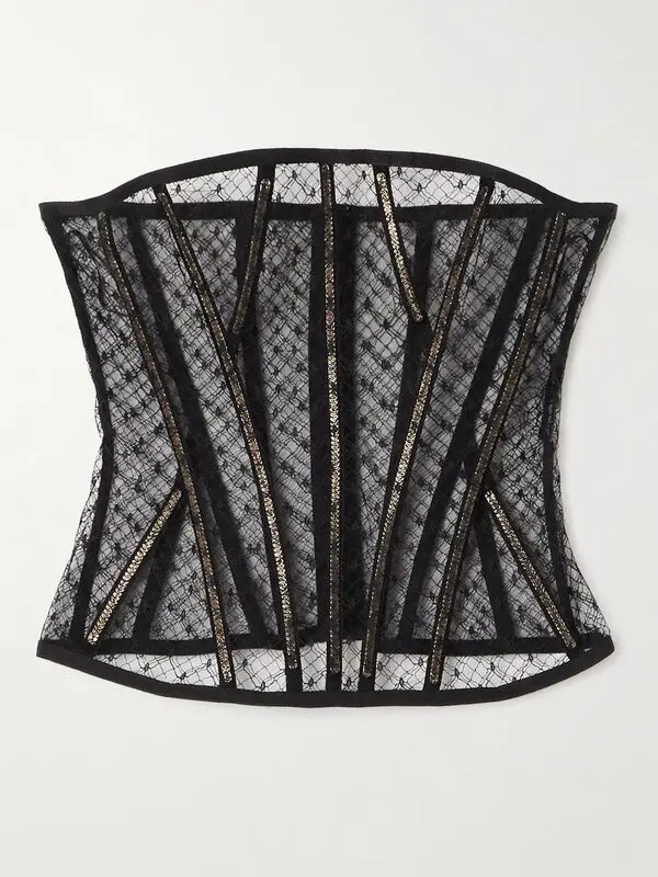 Dolce & Gabbana Metallic Point D'esprit Bustier Top