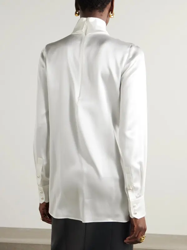 Dolce & Gabbana Lace-trimmed Silk-blend Satin Blouse