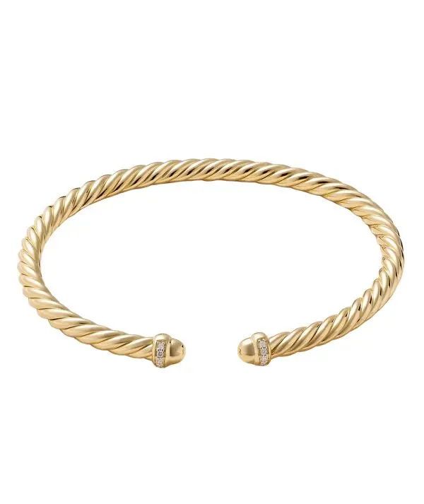 David Yurman Modern Cable Diamond Cuff - Gold
