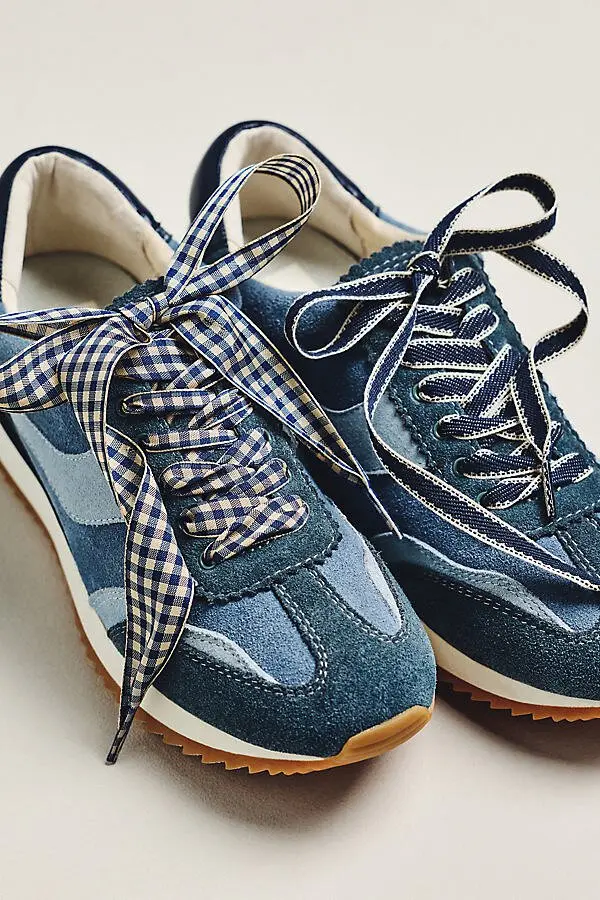 Anthropologie Novelty Shoe Laces - Blueberry Gingham