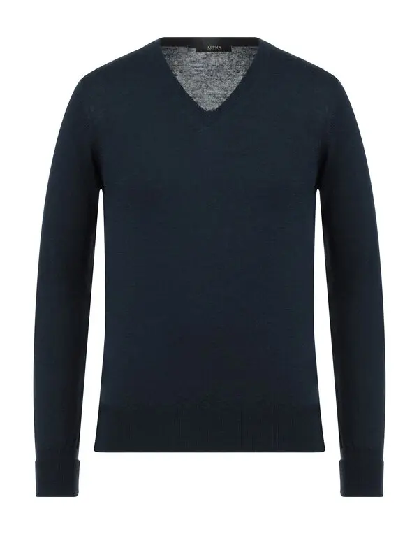 Alpha Studio Wool And Acrylic V-neck Sweater - Blue