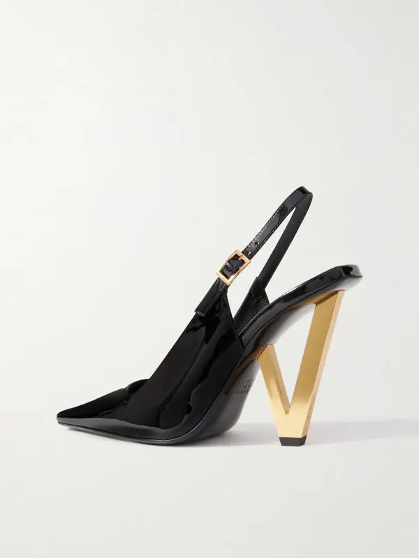 Versace Embellished Patent-leather Slingback Pumps - Black