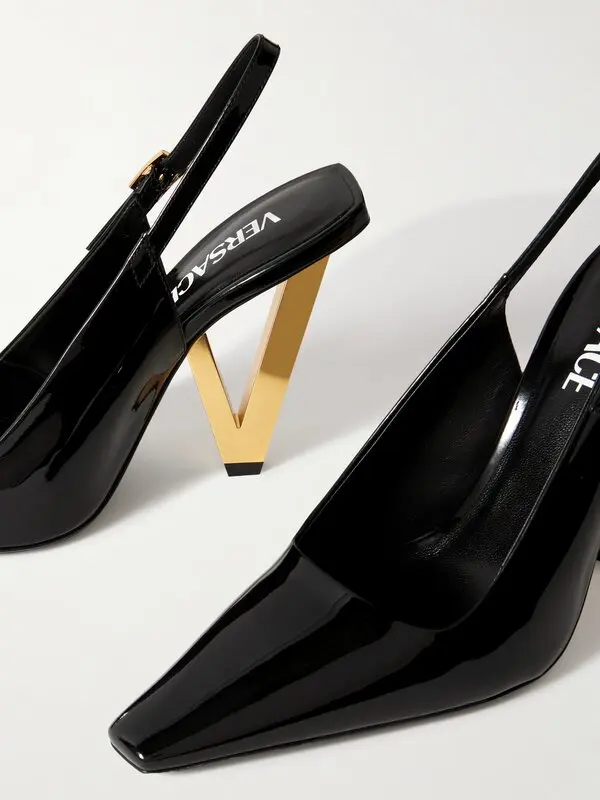 Versace Embellished Patent-leather Slingback Pumps - Black