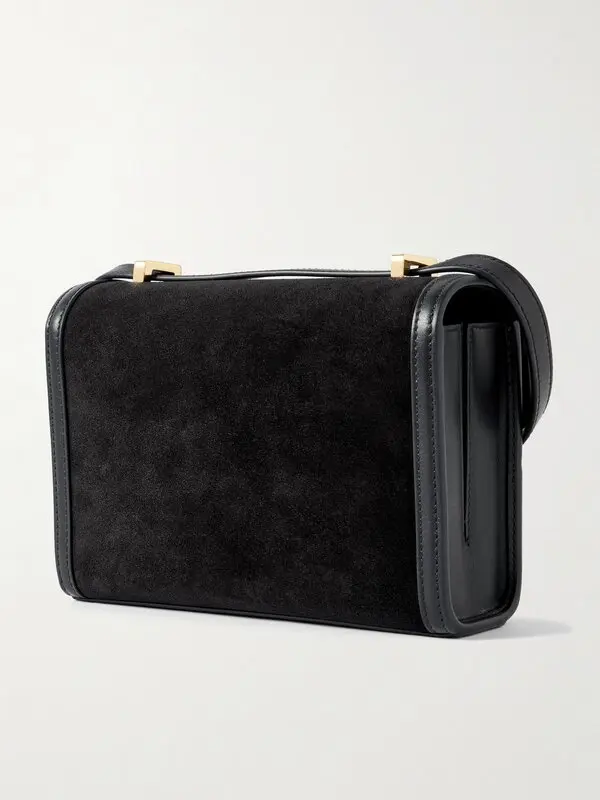 Savette Symmetry 19 Leather-trimmed Suede Shoulder Bag