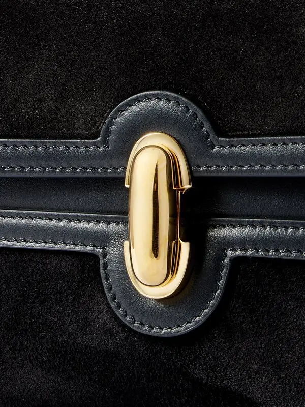 Savette Symmetry 19 Leather-trimmed Suede Shoulder Bag