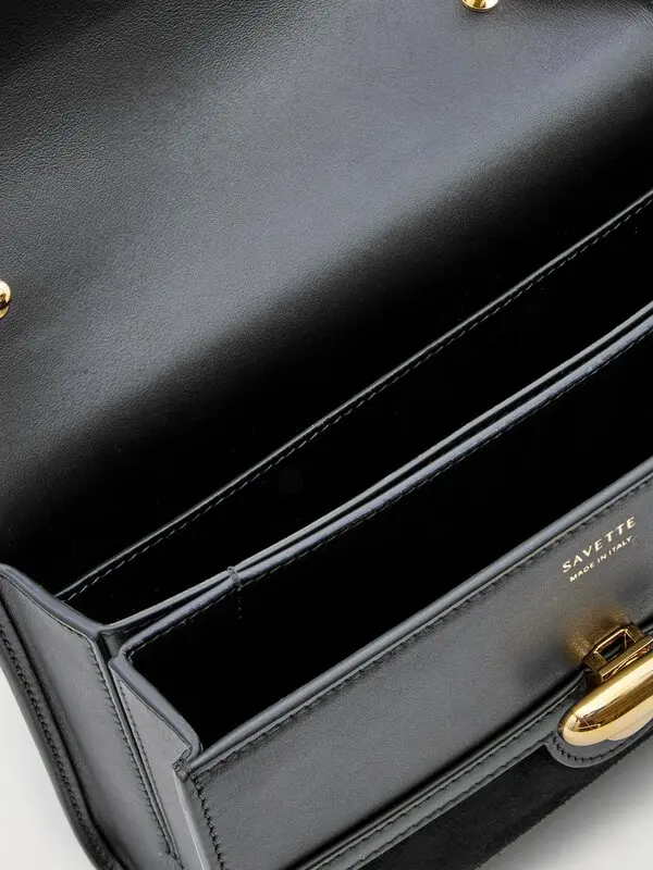 Savette Symmetry 19 Leather-trimmed Suede Shoulder Bag