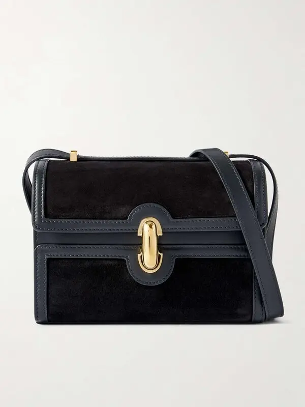 Savette Symmetry 19 Leather-trimmed Suede Shoulder Bag