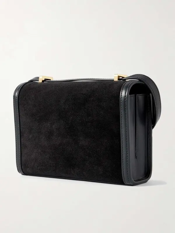Savette Symmetry 19 Leather-trimmed Suede Shoulder Bag