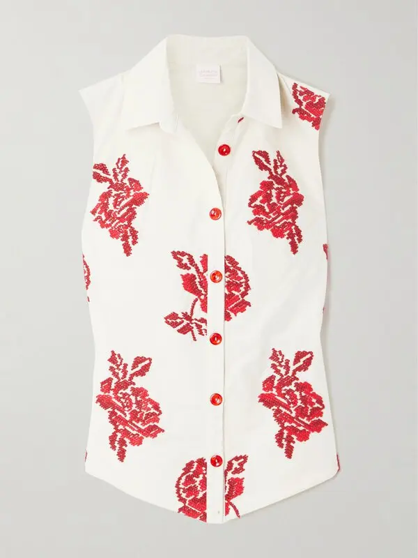 Loretta Caponi Signa Embroidered Shirt - Cream
