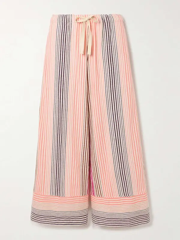 LEMLEM Desta Striped Cotton-blend Pants - Plum
