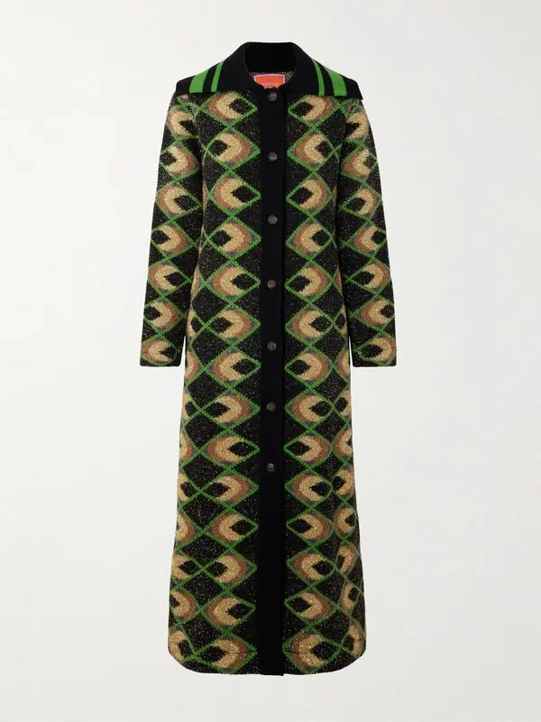 La DoubleJ Metallic Jacquard-knit Longline Coat