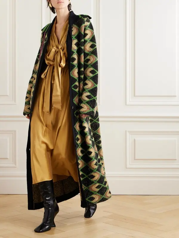 La DoubleJ Metallic Jacquard-knit Longline Coat
