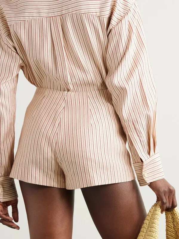 Faithfull The Brand Striped Organic Cotton-blend Shorts - Pink