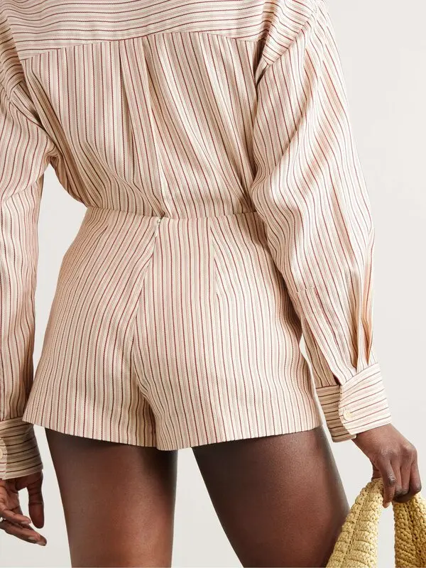 Faithfull The Brand Striped Organic Cotton-blend Shorts - Pink
