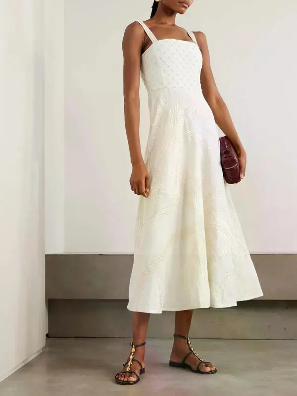 midi white beaded dress CIELO PEARL BEADED STRAPLESS MIDI DRESS – Mable Clothing main image 1