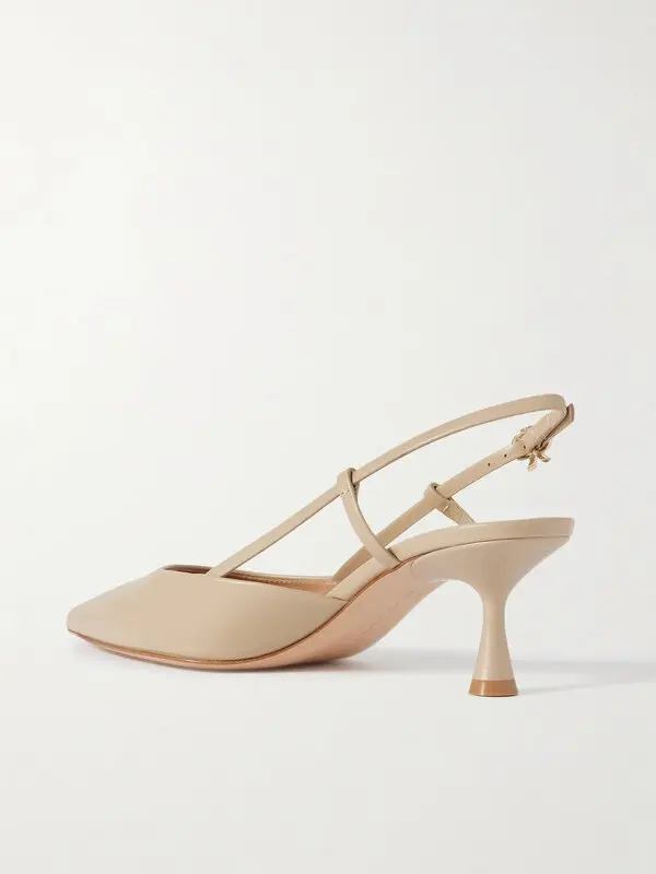 GIANVITO ROSSI Ascent 55 Leather Slingback Pumps - Neutrals