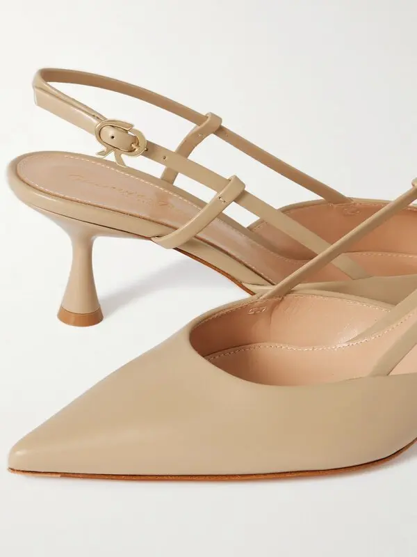 GIANVITO ROSSI Ascent 55 Leather Slingback Pumps - Neutrals