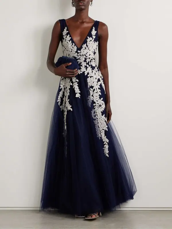 costarellos embroidered tulle dress Costarellos – Lace Maxi Dress Mujer 732-001700 01