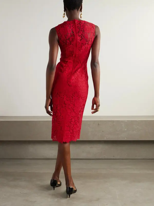 Dolce & Gabbana Floral Lace Dress - Red - 50% Off | Editorialist