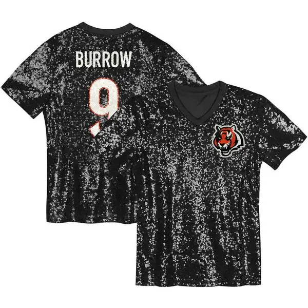 OUTERSTUFF Joe Burrow Cincinnati Bengals Sequin V-neck Fashion Jersey - Black