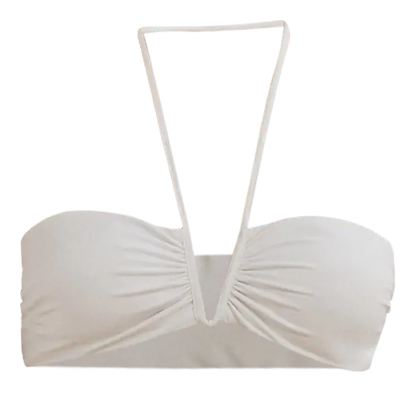 Ralph Lauren Shirred Bandeau Bikini Top - White
