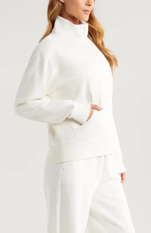 Zella Cloud Fleece Half Zip Sweatshirt - Ivory Egret