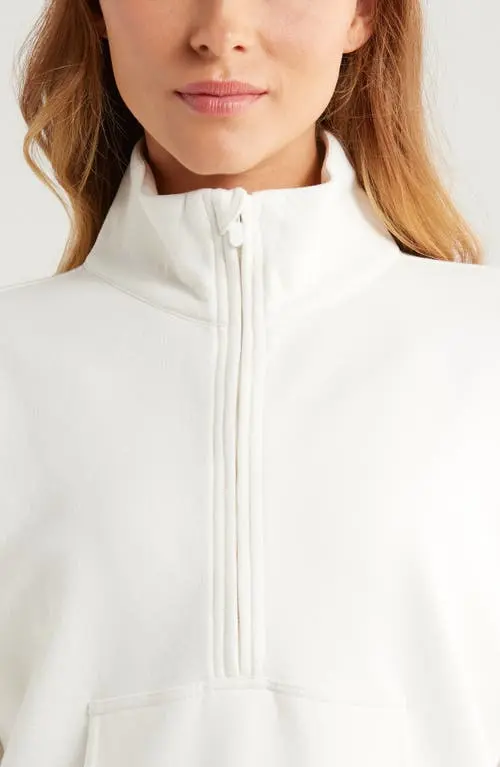 Zella Cloud Fleece Half Zip Sweatshirt - Ivory Egret