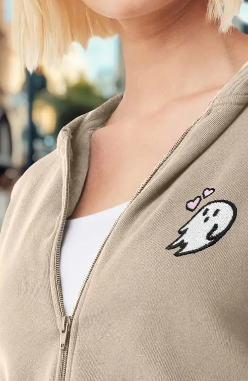DALIX Heartly Ghost Fleece Zip Hoodie