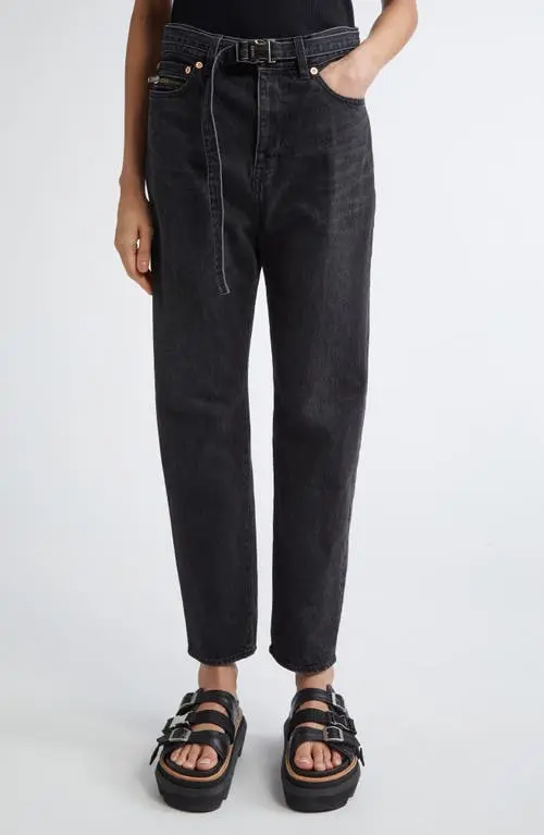 Sacai Belted Straight-leg Jeans - Black