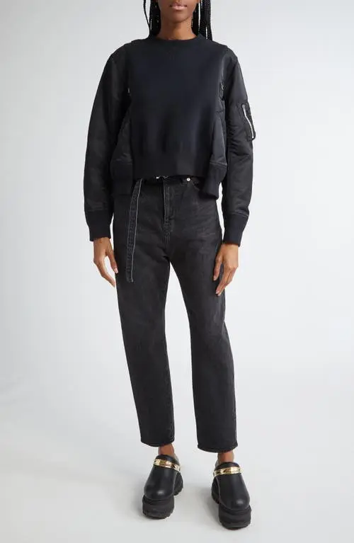 Sacai Belted Straight-leg Jeans - Black
