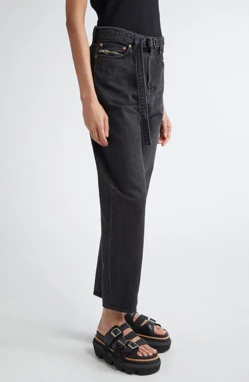 Sacai Belted Straight-leg Jeans - Black