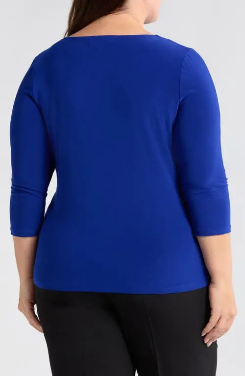 KASPER Twist Neck Cutout Top - Royal Signature