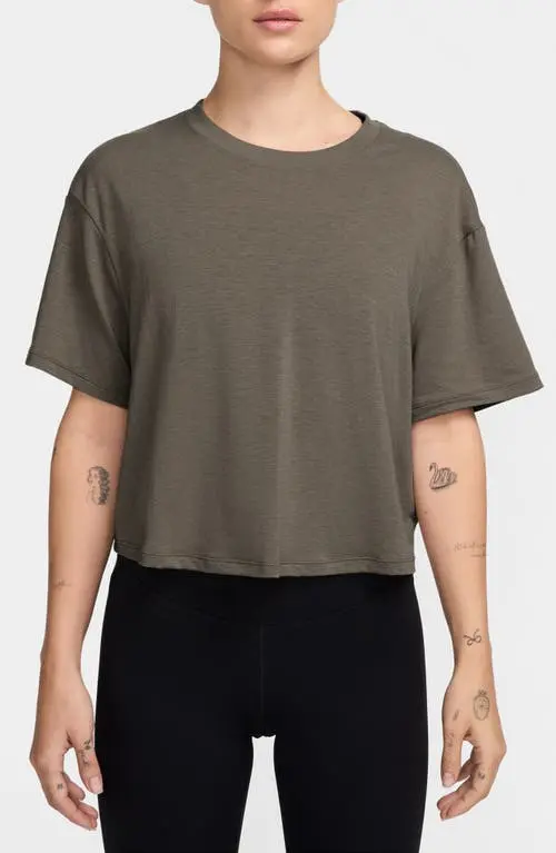 Nike Dri-fit Relaxed Crop Top - Mink Brown/ Clear