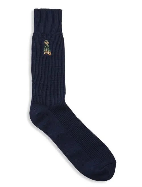 Ralph Lauren Big & Tall Waffle-knit Crew Socks - Navy