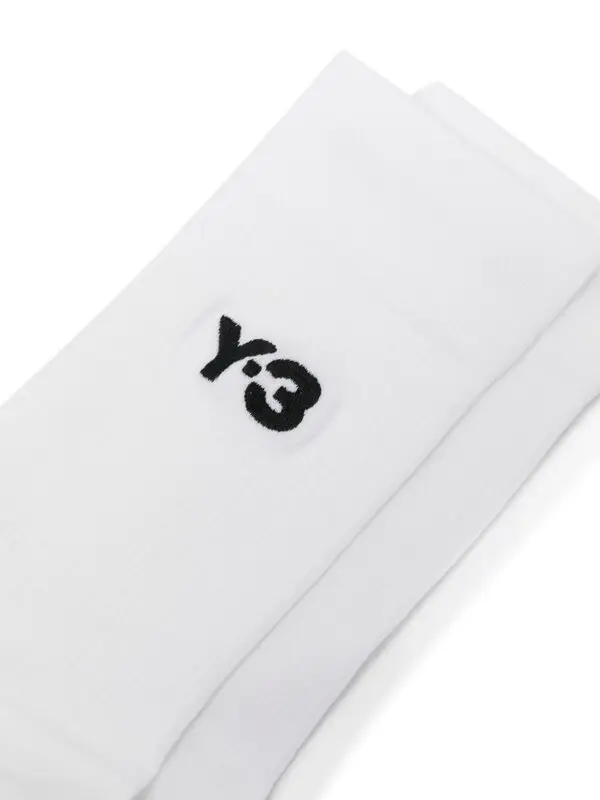 Y3 Logo-embroidered Crew Socks - White