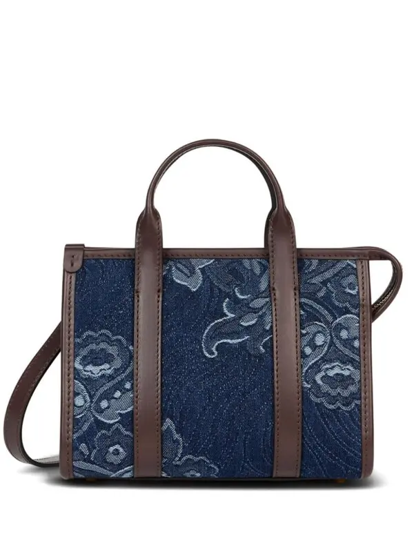 Etro Mini Floral-jacquard Denim Tote Bag
